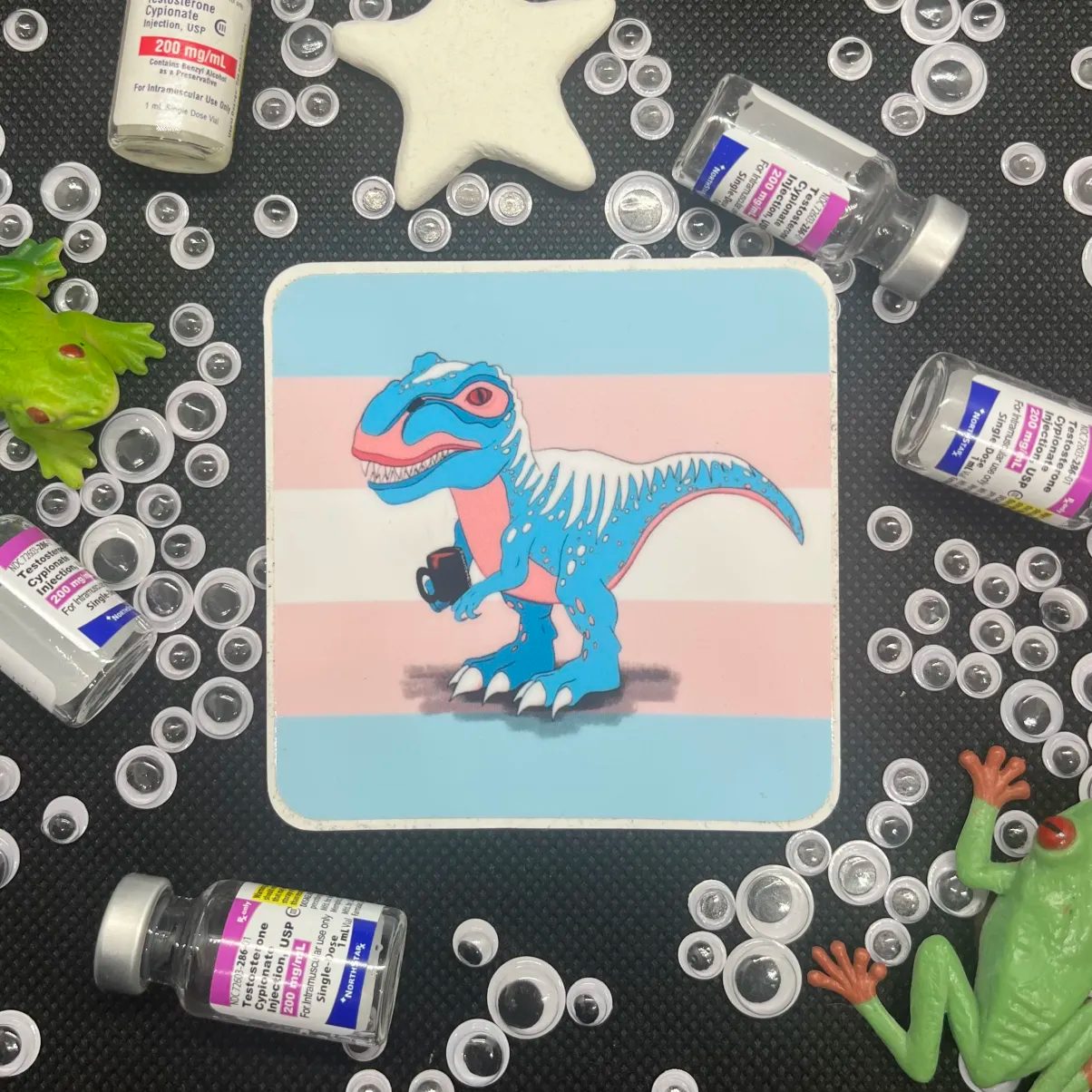 🦖🏳️‍⚧️Trans T-Rex Sticker - T4T Rex Sticker🦖🏳️‍⚧️ – QTW